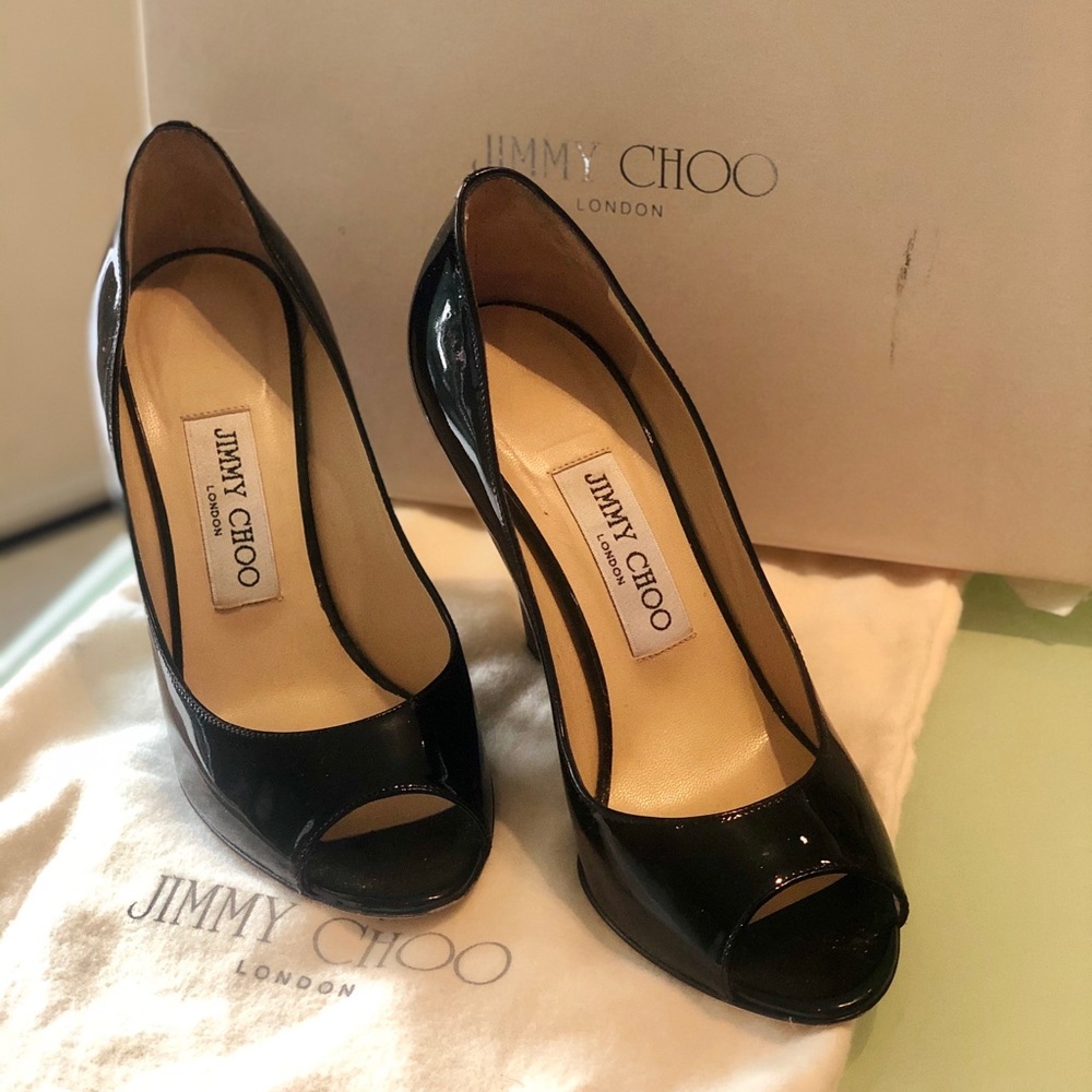 Jimmy Choo Wedge Open Toe Heels Size 6 - Gem